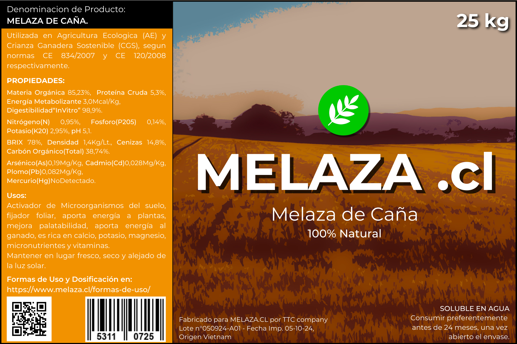 ⚙️Ficha Técnica Melaza de Caña